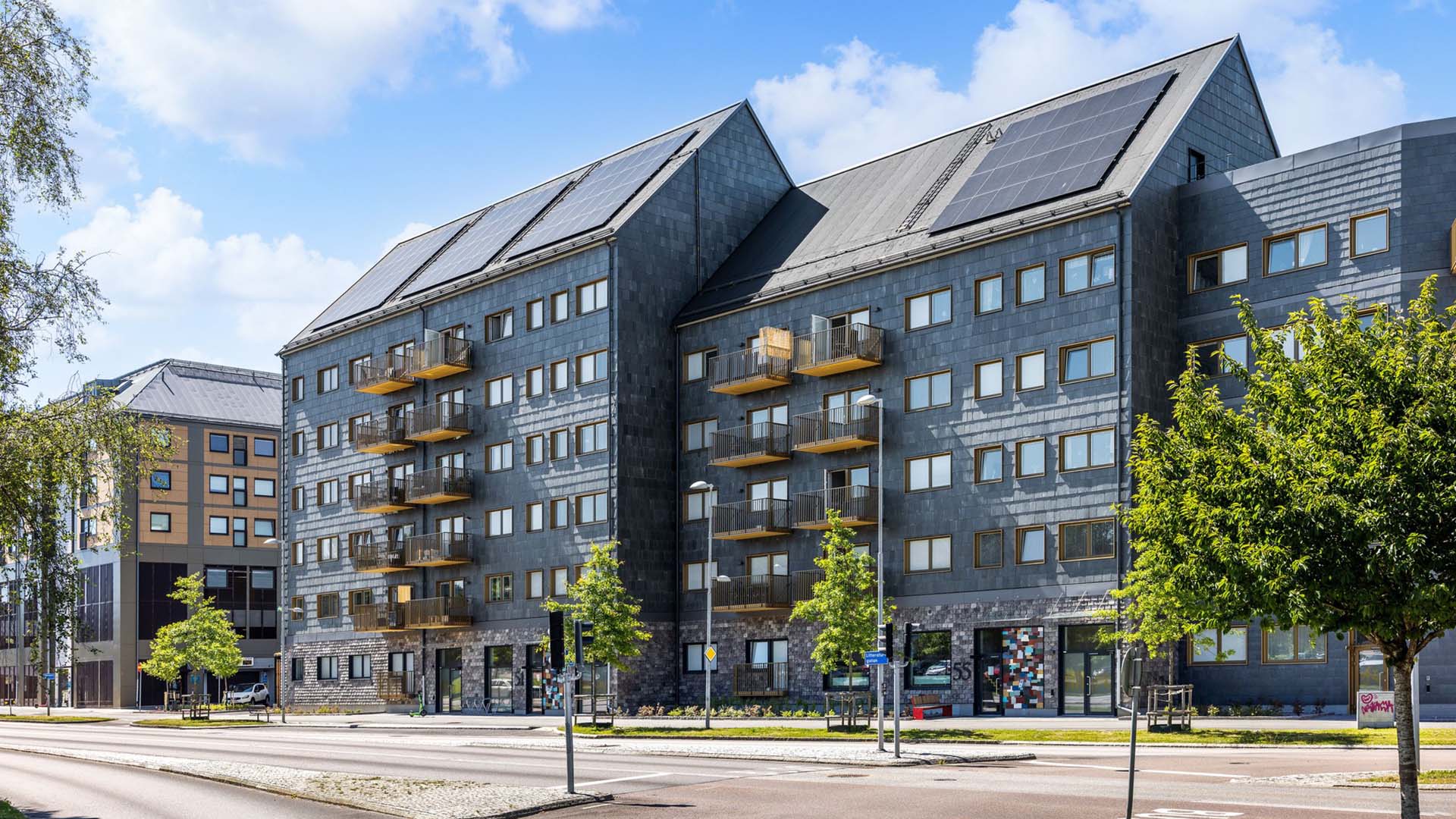 Trä och återbruk halverar klimatpåverkan i kvarteret Omställningen ...