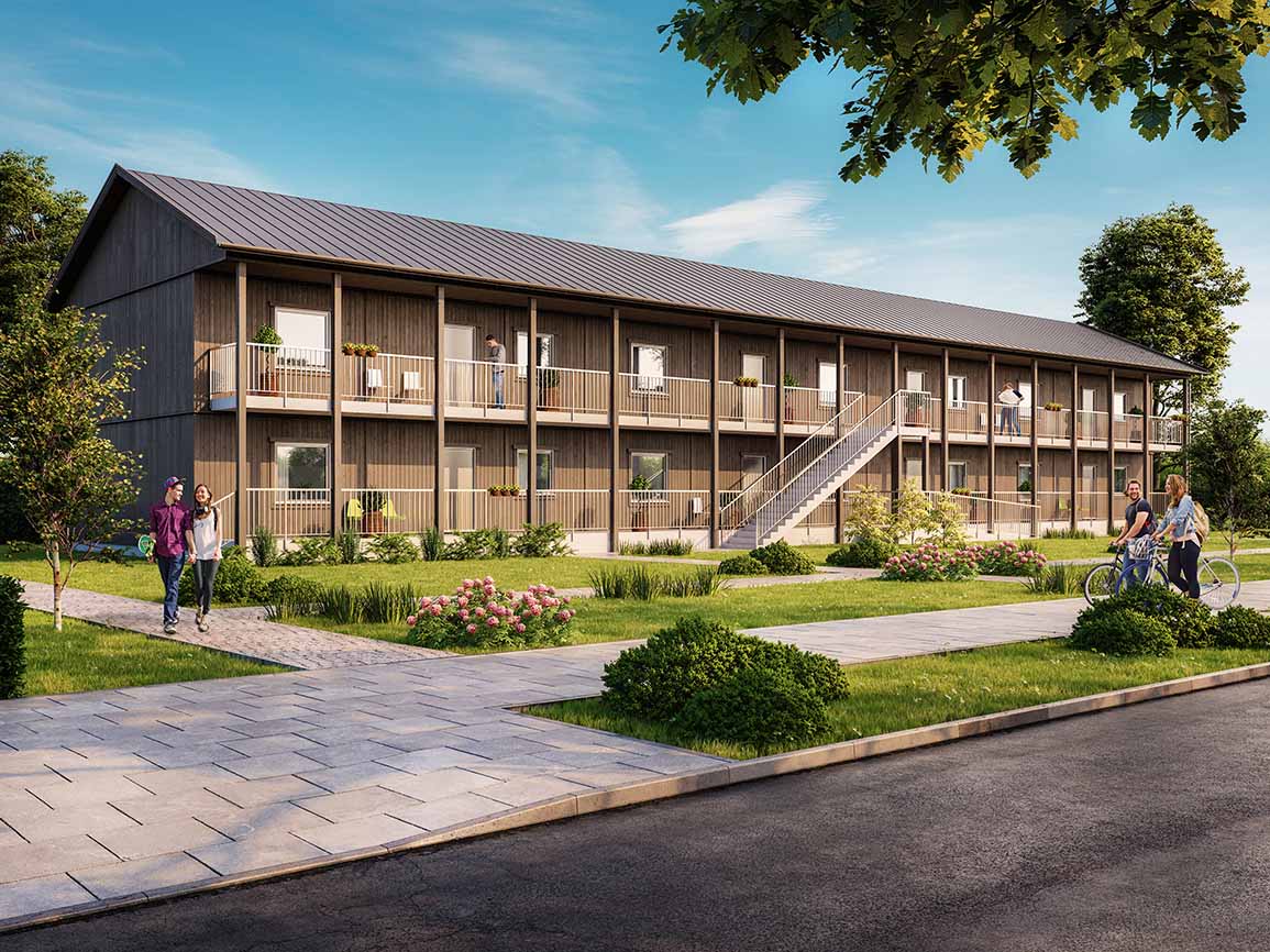 Bygga modulhus och flerbostadshus i trä | Derome
